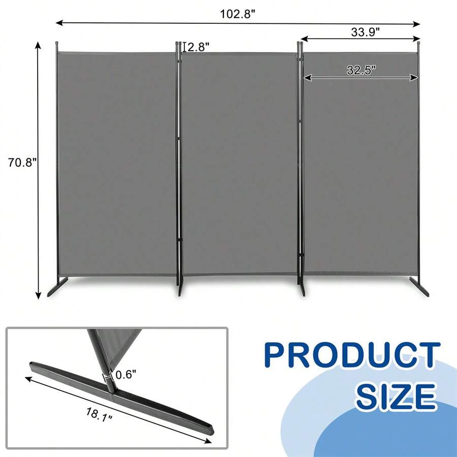 3 Panel Folding Room Divider, 6FT Rolling Privacy Screen Portable Room ...