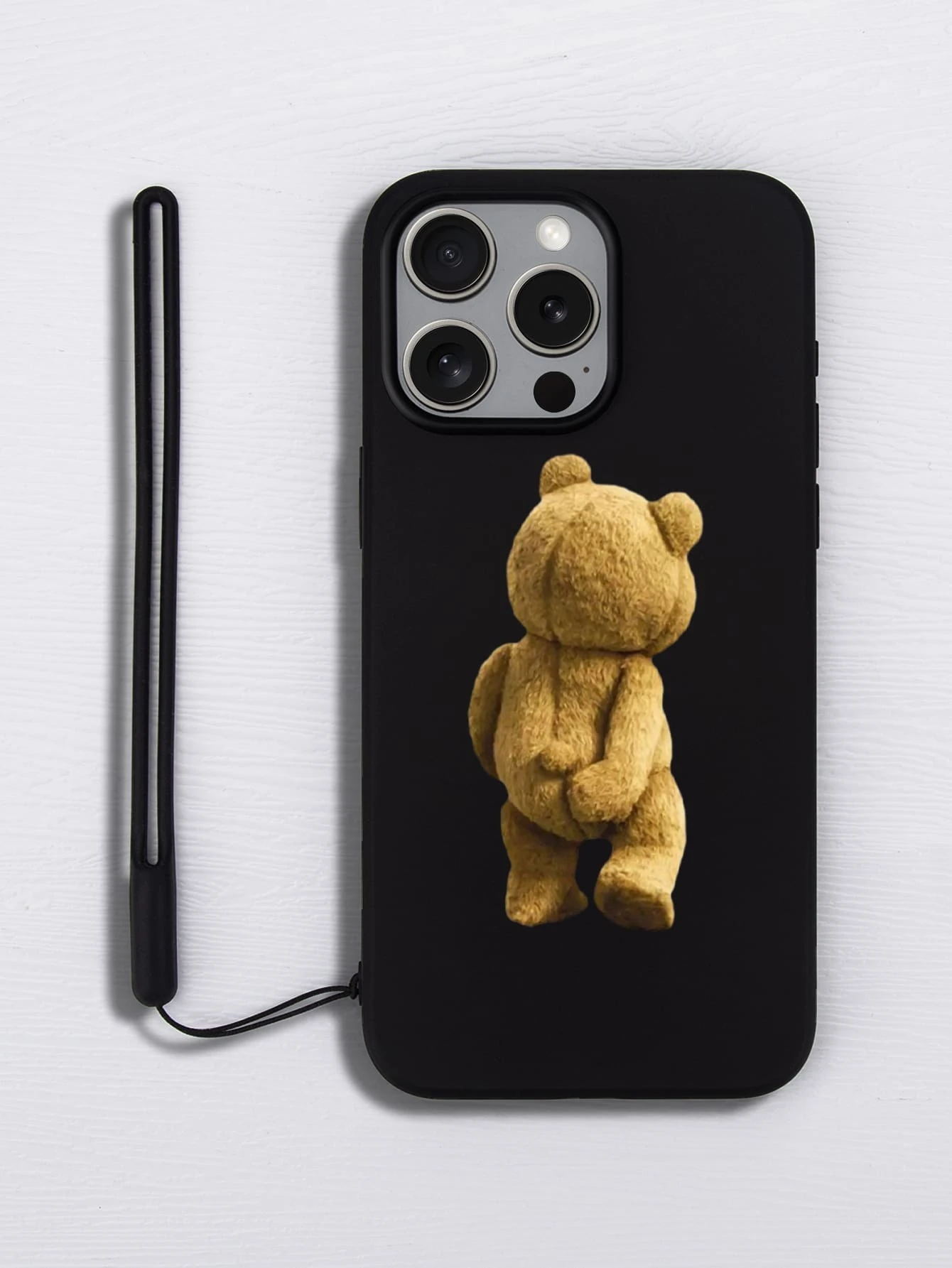 Iphone 16 1pc Scratch Butt Bear Black Phone Case Fit Compatible With ...