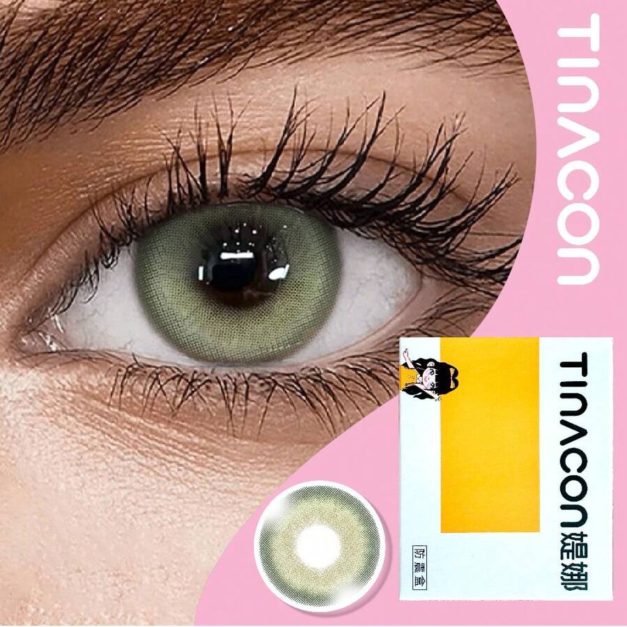 TINACON TINACON 1 Pair/2 Pieces Mixed Race Contact Lenses 14.5mm Green ...