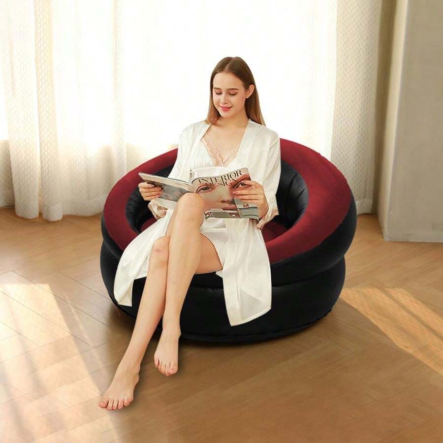 Adult Outdoor Inflatable Flannel Sofa, Air Mattress Cushion, Portable ...