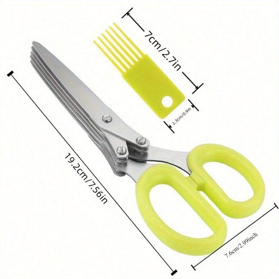 3pcs Stainless Steel Five-Layer Herb Scissors - Multi-Purpose Kitchen ...