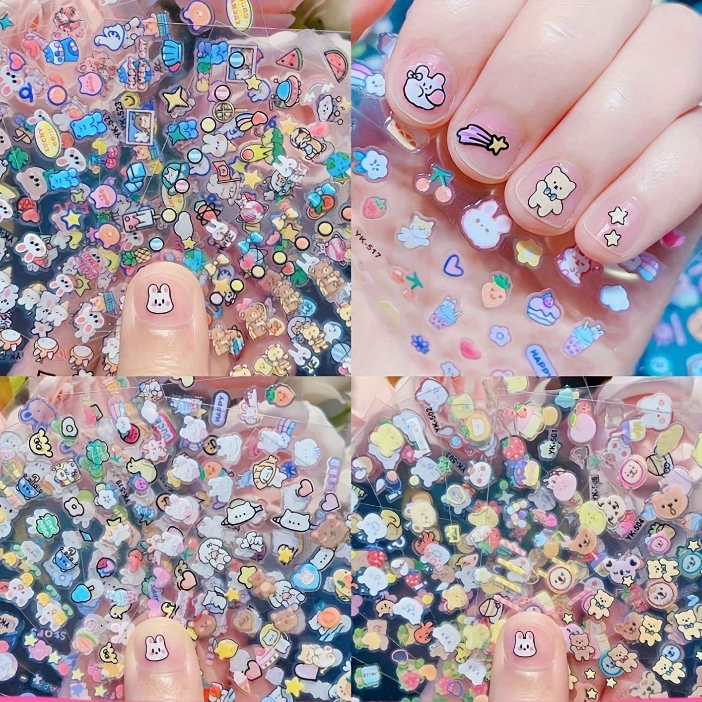 10pcs Mixed Cute Cartoon Nail Art Stickers, DIY Princess Waterproof ...