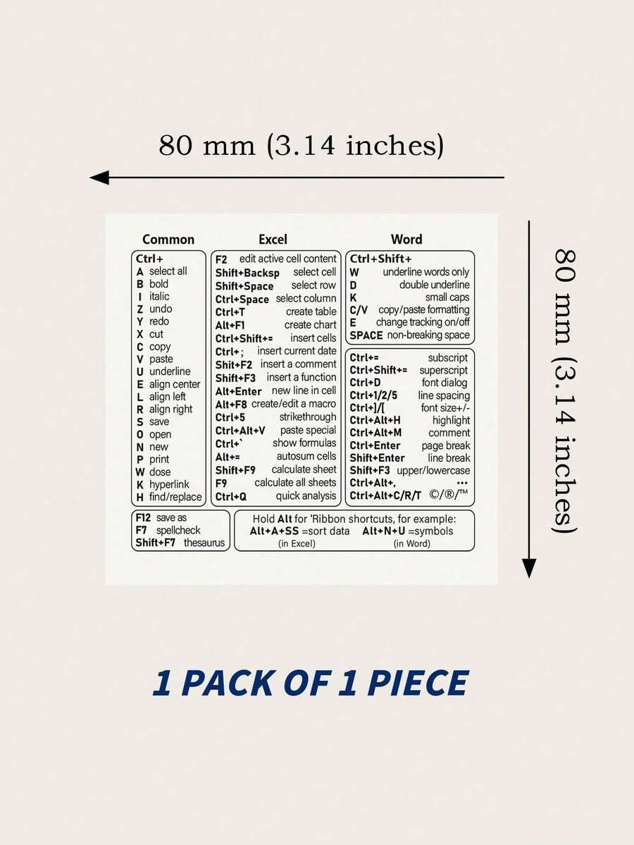 1pc Laptop Excel Shortcut Keys Sticker | SHEIN USA