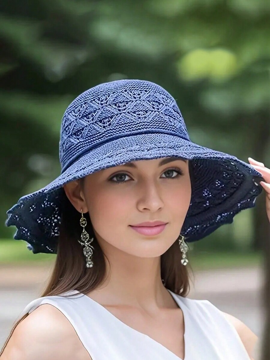 Ladies' Hat Bow Wave Big Eaves Hat, Fashion Exquisite Personality Straw ...