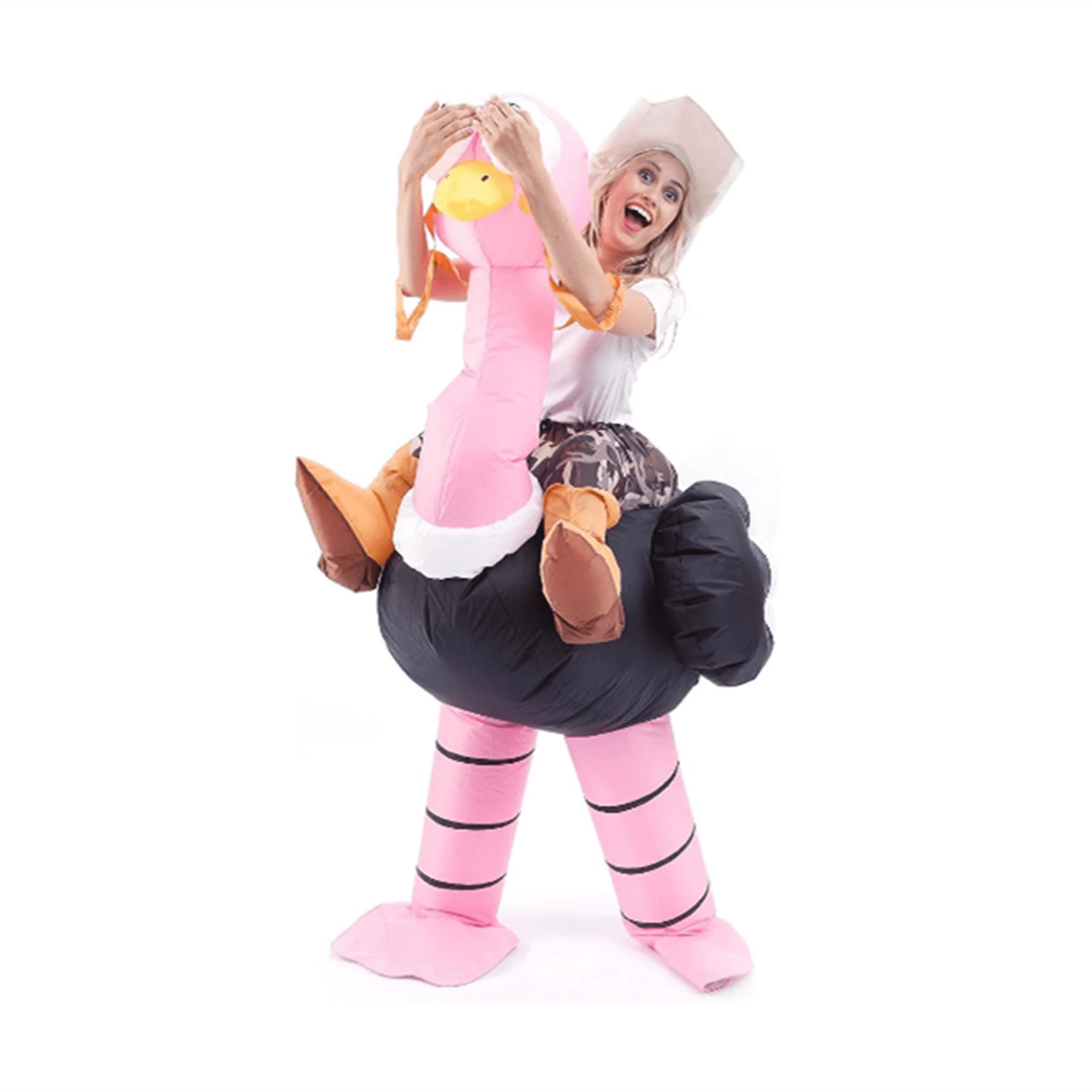 SYNCFUN Inflatable Costume Riding An Ostrich Air Blow-Up Deluxe Halloween Costume - Adult Size ...
