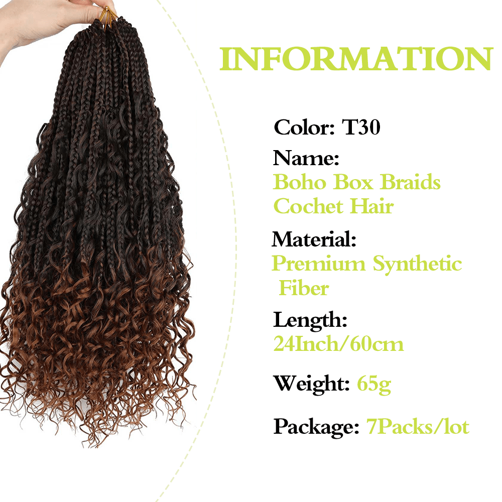 1/3/7 Packs Goddess Box Braids 10/12/14/18/24 Inch Pre-Looped Bohemian ...