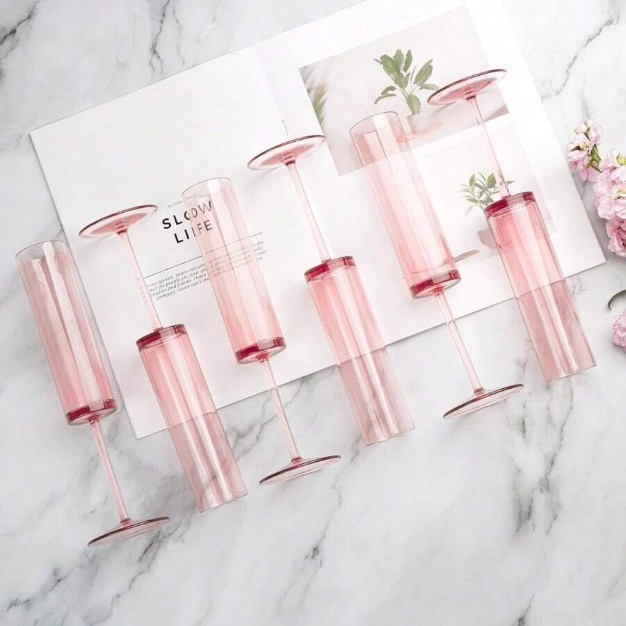 6oz Acrylic Square Champagne Flutes, Reusable Champagne Glasses For ...