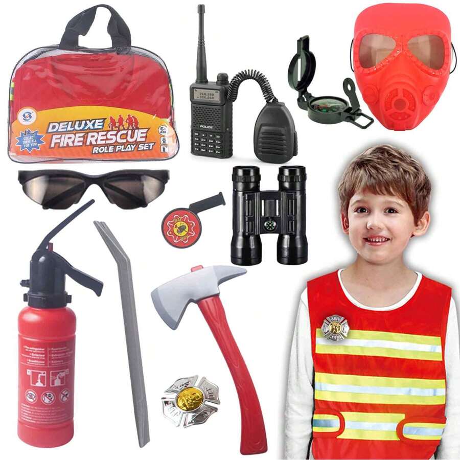 Firefighter Role-Playing Set, 11-Piece Set, Children Boys' Toy Set ...