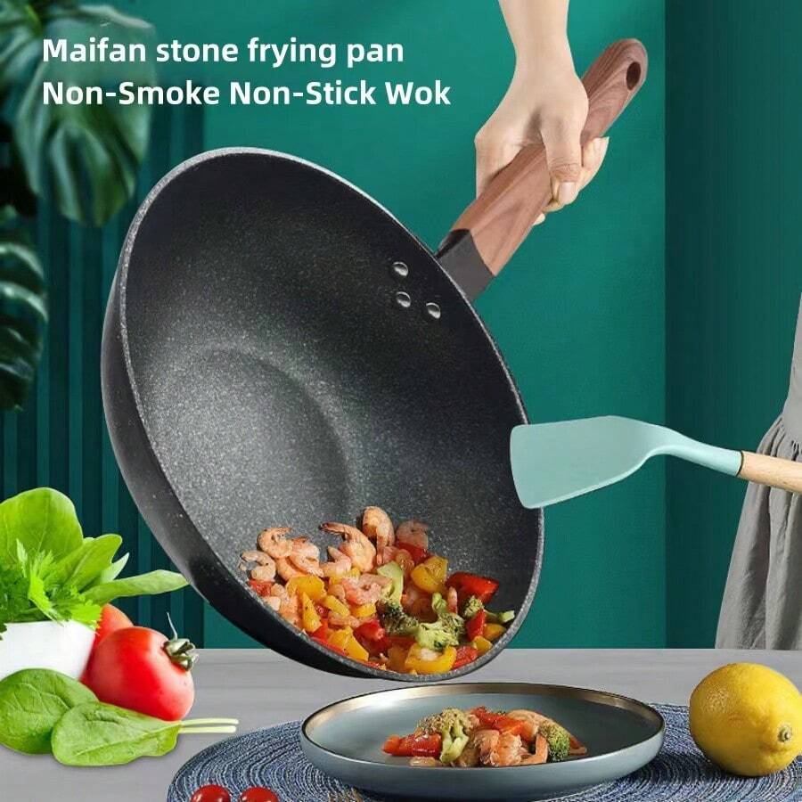 Kitchen Stir Fry Pan, Non-Stick Frying Pan For Home Cooking With Less ...