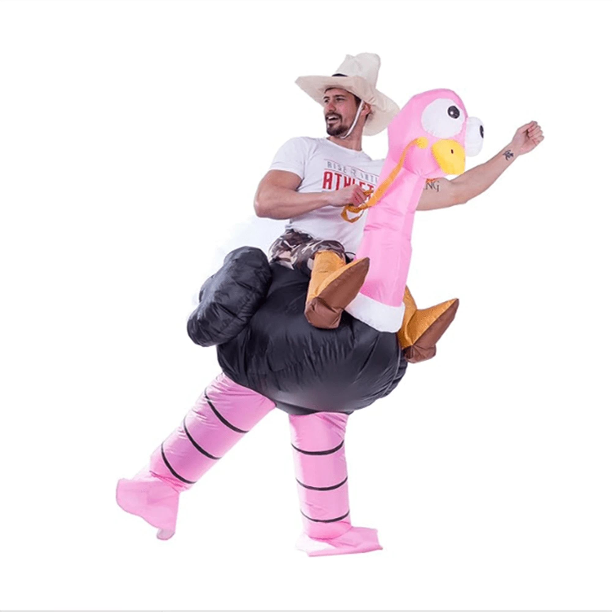 SYNCFUN Inflatable Costume Riding An Ostrich Air Blow-Up Deluxe Halloween Costume - Adult Size ...