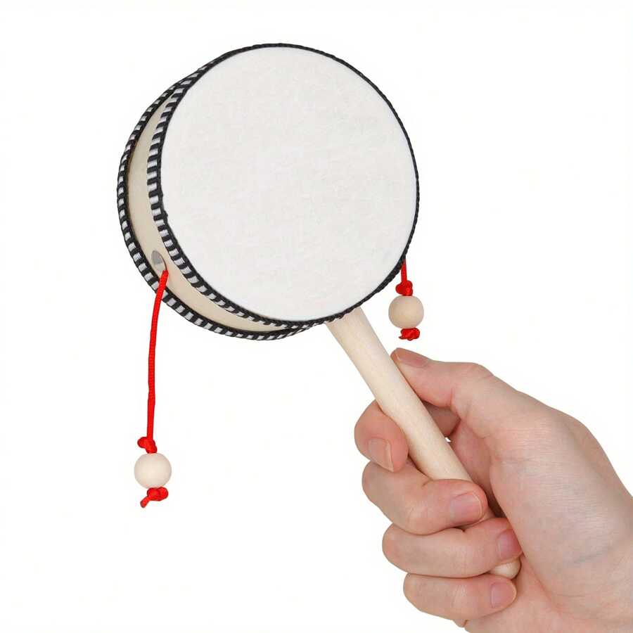 4-Inch Rattle-Drum Wooden Shaking Drum Rattle Spin Drum Hand Shaking ...