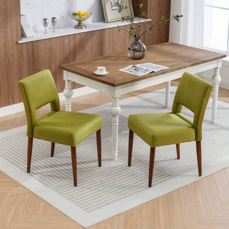 Dining Chairs Set Of 2, Upholstered Curved Backrest Seat Cushions ...