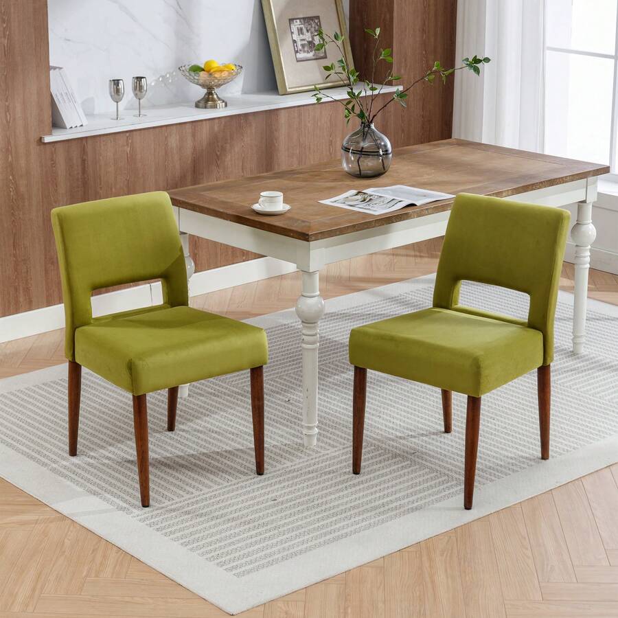 Dining Chairs Set Of 2, Upholstered Curved Backrest Seat Cushions ...