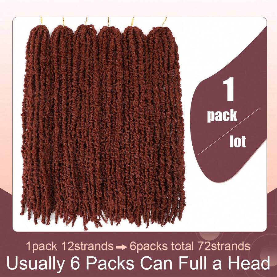 24 Inch 1 Pack Copper Red Butterfly Locs Crochet Hair Pre Looped Soft ...