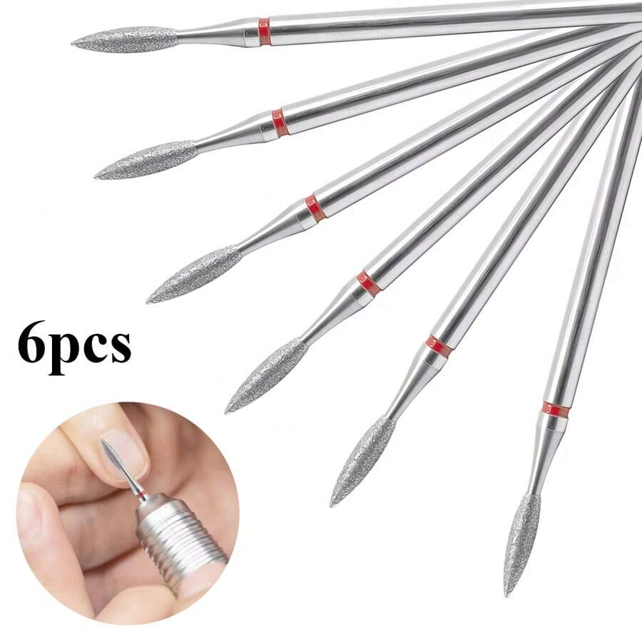 GGJOYO 6 Pcs Flame Cuticle Drill Bit Professional Diamond Nail Drill ...