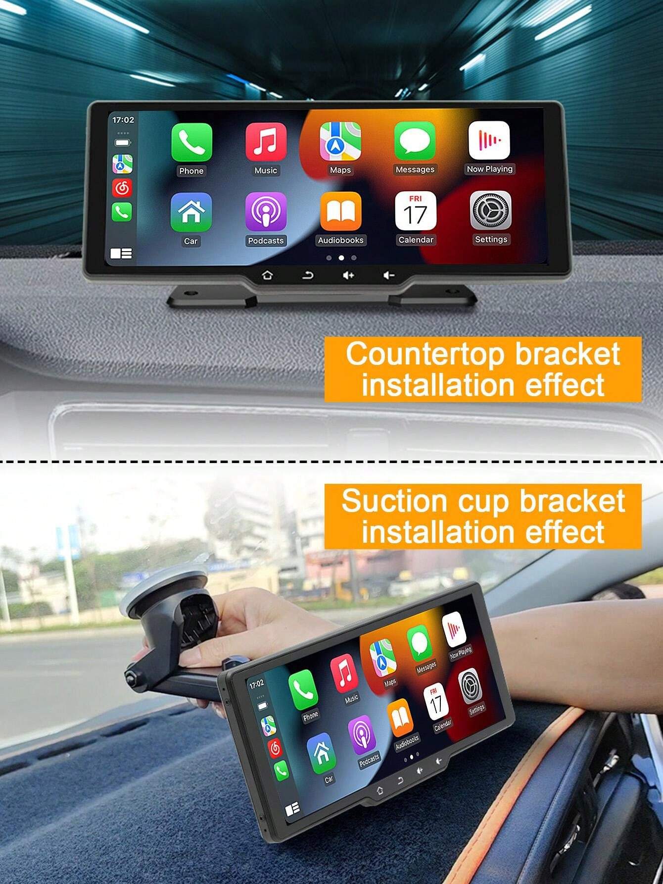 Rádio Multimídia para Carro de 26,06 cm com Apple CarPlay e Android Auto Sem Fio, Player de ...