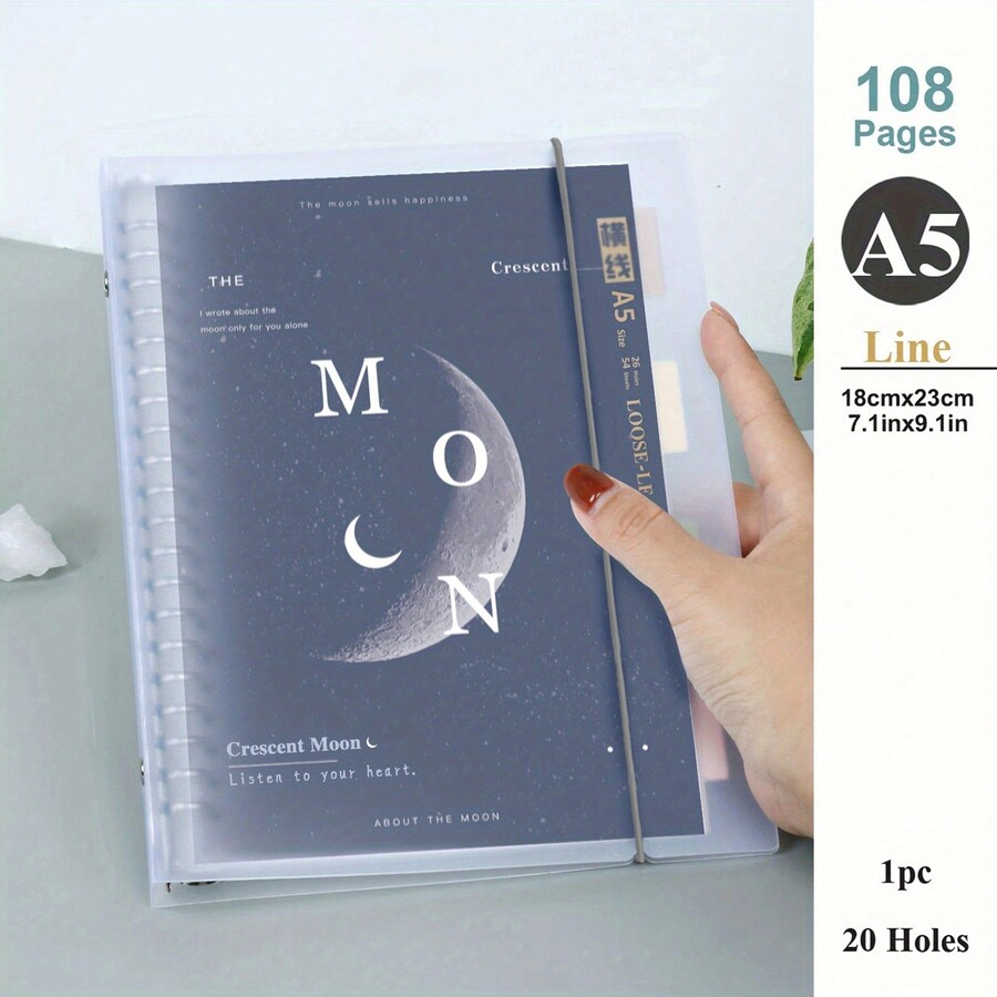 1pc Random, A5/b5, 108 Pages, Moon & Planet, Detachable Transparent ...