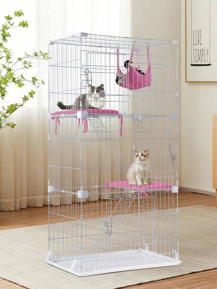 Cat Cage, DIY Cat Enclosures Metal Cat Playpen, 3-Tier Cat Crate With ...