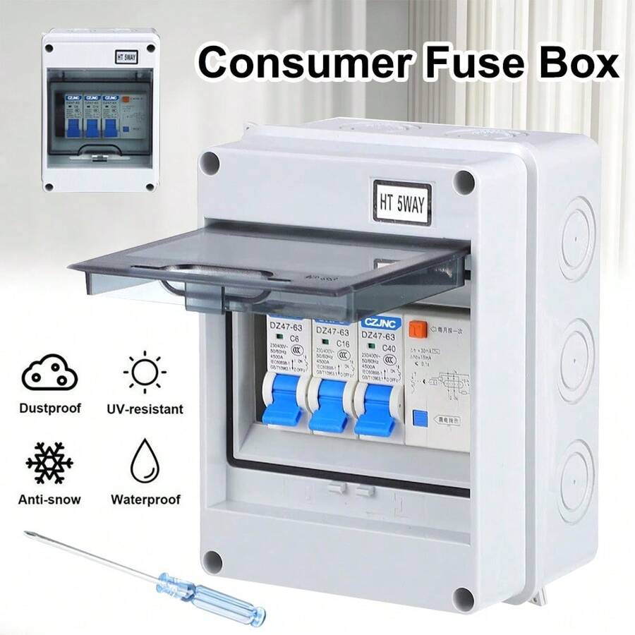 5 Way Garage Shed Camper Van Caravan Consumer Unit Fuse Box With RCD ...