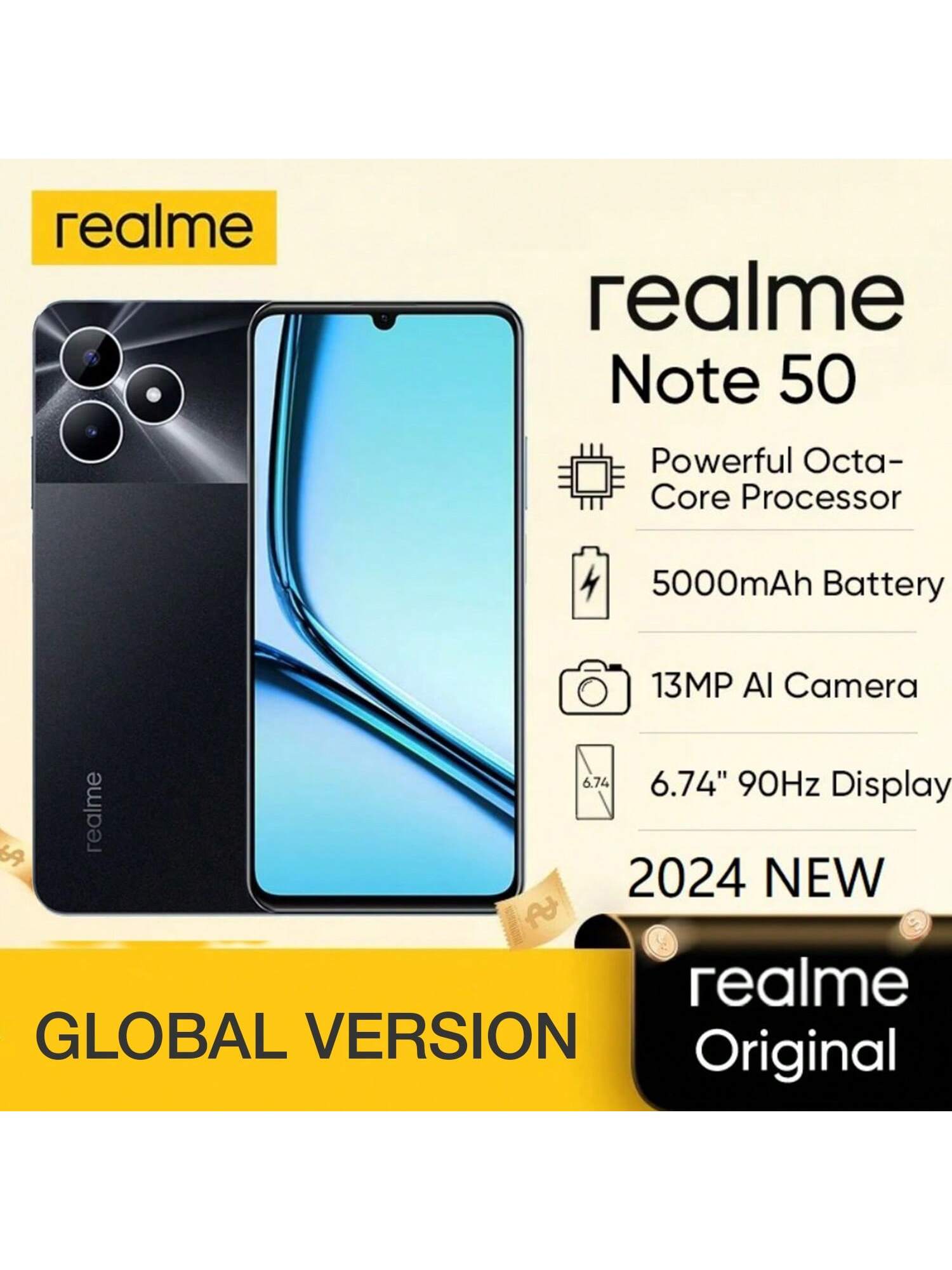 Realme Realme Note 50 2024 Original New Realme Note 50 Smart Phone 6.74 ...