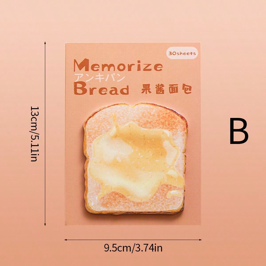 1PC Cute Toast Creative Sticky Note Highly Attractive Level Student ...