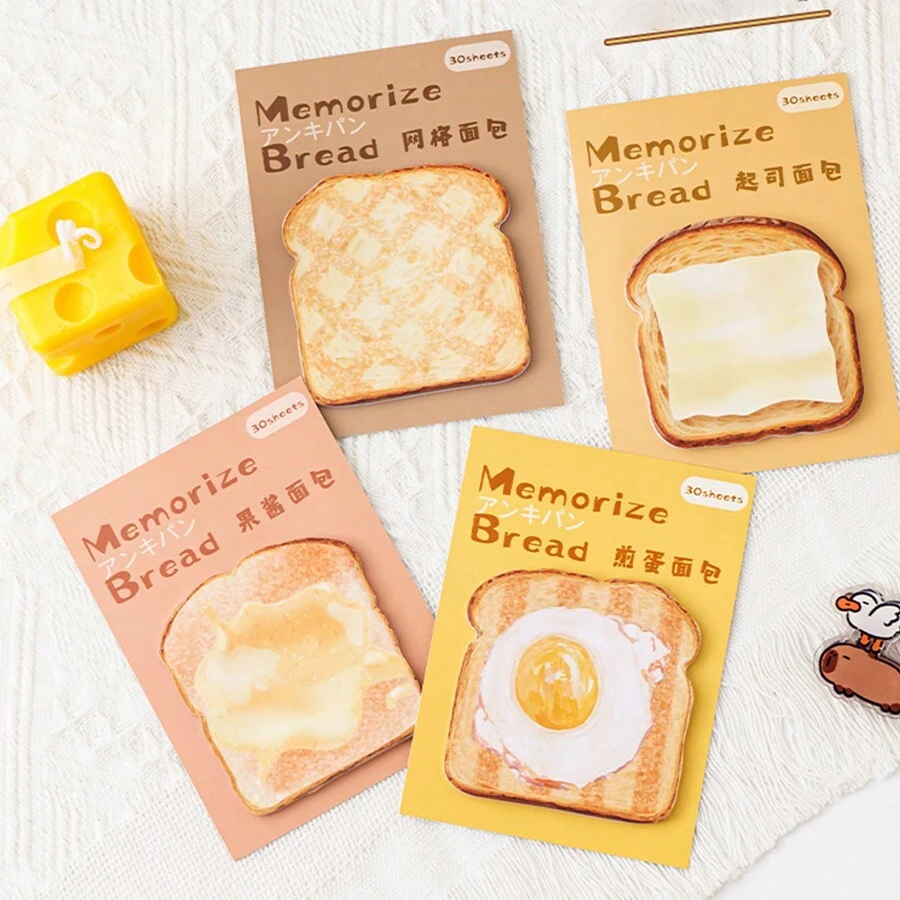 1PC Cute Toast Creative Sticky Note Highly Attractive Level Student ...