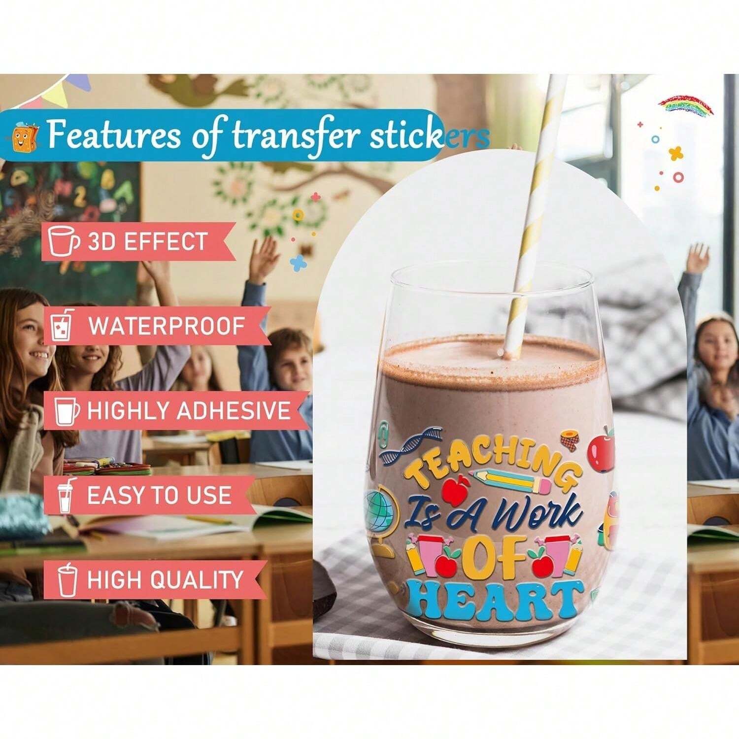 UV DTF Cup Wraps For 16 Oz - 8 Sheets Teacher UV DTF Wraps Back To ...