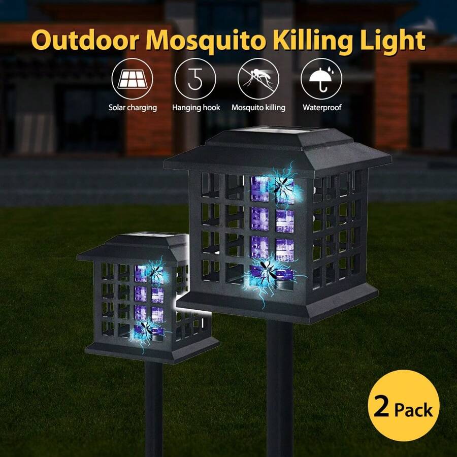 2 piezas Luces solares anti-mosquitos, luces antiinsectos impermeables para jardín exterior ...