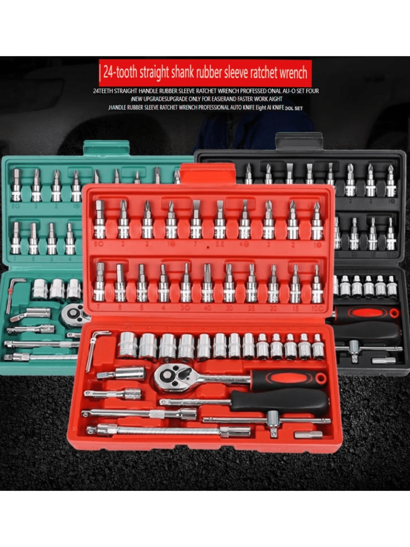 46 Piece Set Of Auto Repair Tools, Socket Tools With Ratchet, Wrench ...