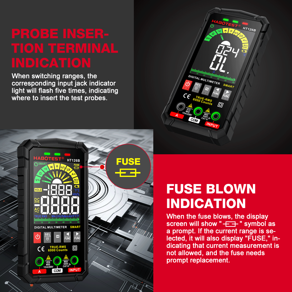 Multímetro, multímetro digital inteligente con 6000 contadores, TRMS ...