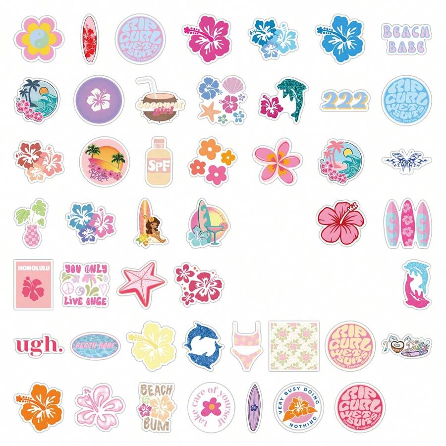100Pcs Coconut Girl Stickers Pack | Vinyl Aesthetics Stickers For ...