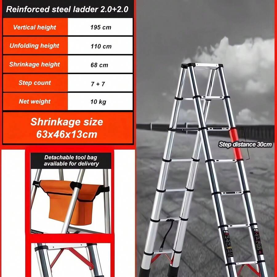 Stainless Steel Telescopic Stepladder, Heavy Duty Stainless Steel ...