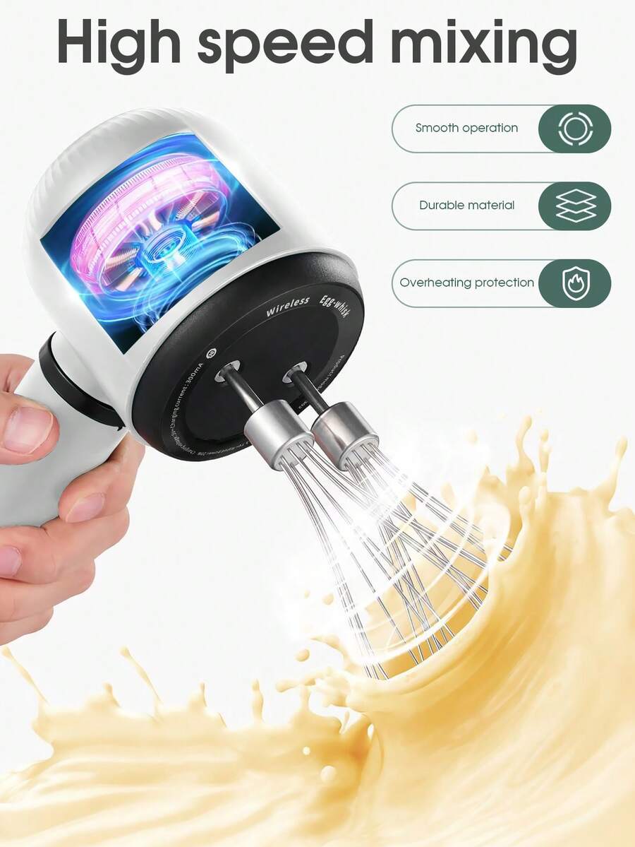 Wireless Handheld Mixer, Electric Mixer, Electric Egg Beater, Milk ...