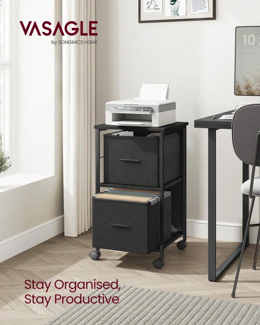 VASAGLE Filing Cabinet With 2 Drawers, Printer Stander, For A4, Letter ...