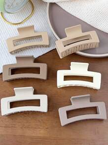 6pcs Glossy Morandi Color Simple & Sweet Square Hair Clips, Home ...