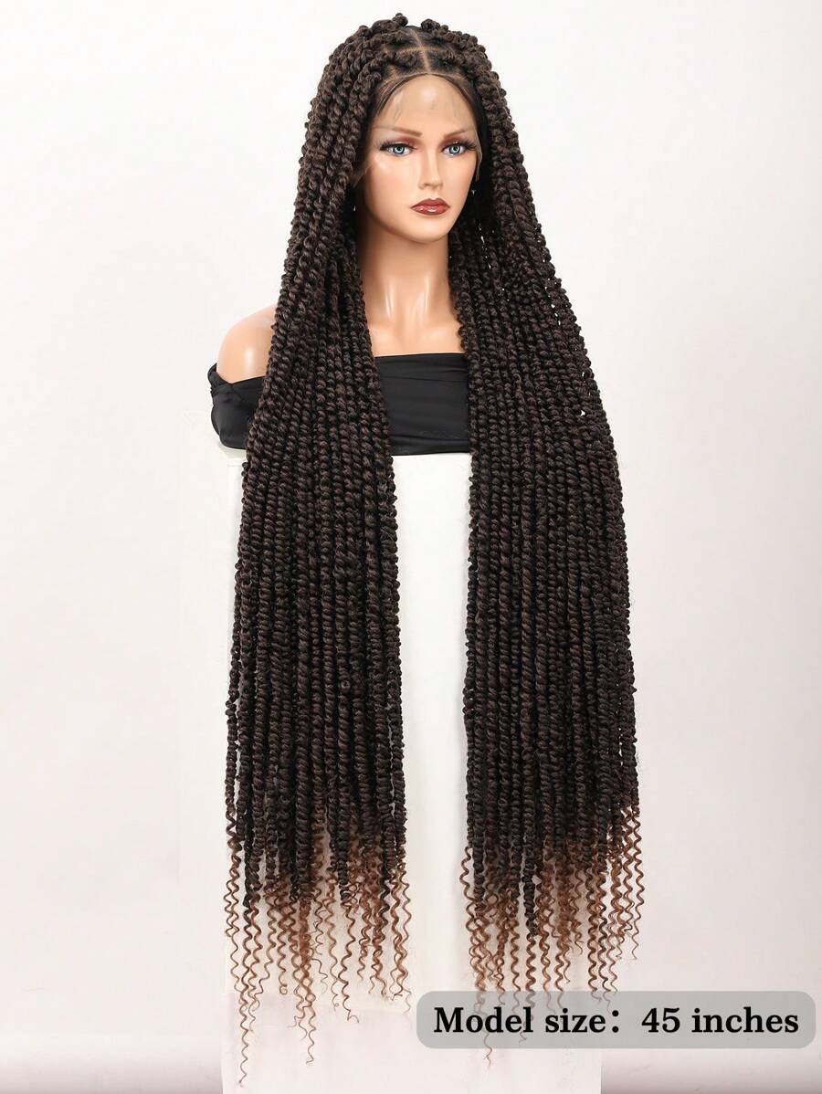 Super Long 45'' Square Knotless Spring Twist Braided Wigs For Women ...