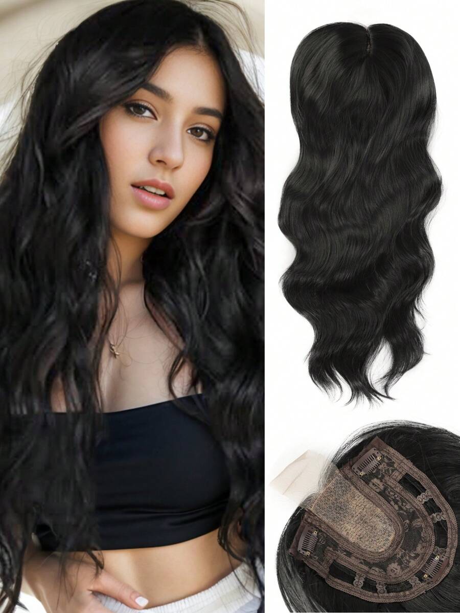 Synthetic Wig Hair Toppers Pieces Long Wavy Curl Synthetic Wig Clip In Hair Topper Wiglets With ...