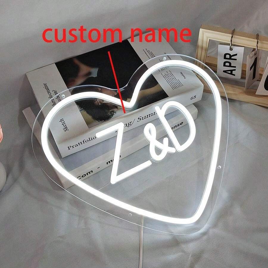 Custom Initial Hear Neon Sign Wedding Decor, Personalized Valentine's ...