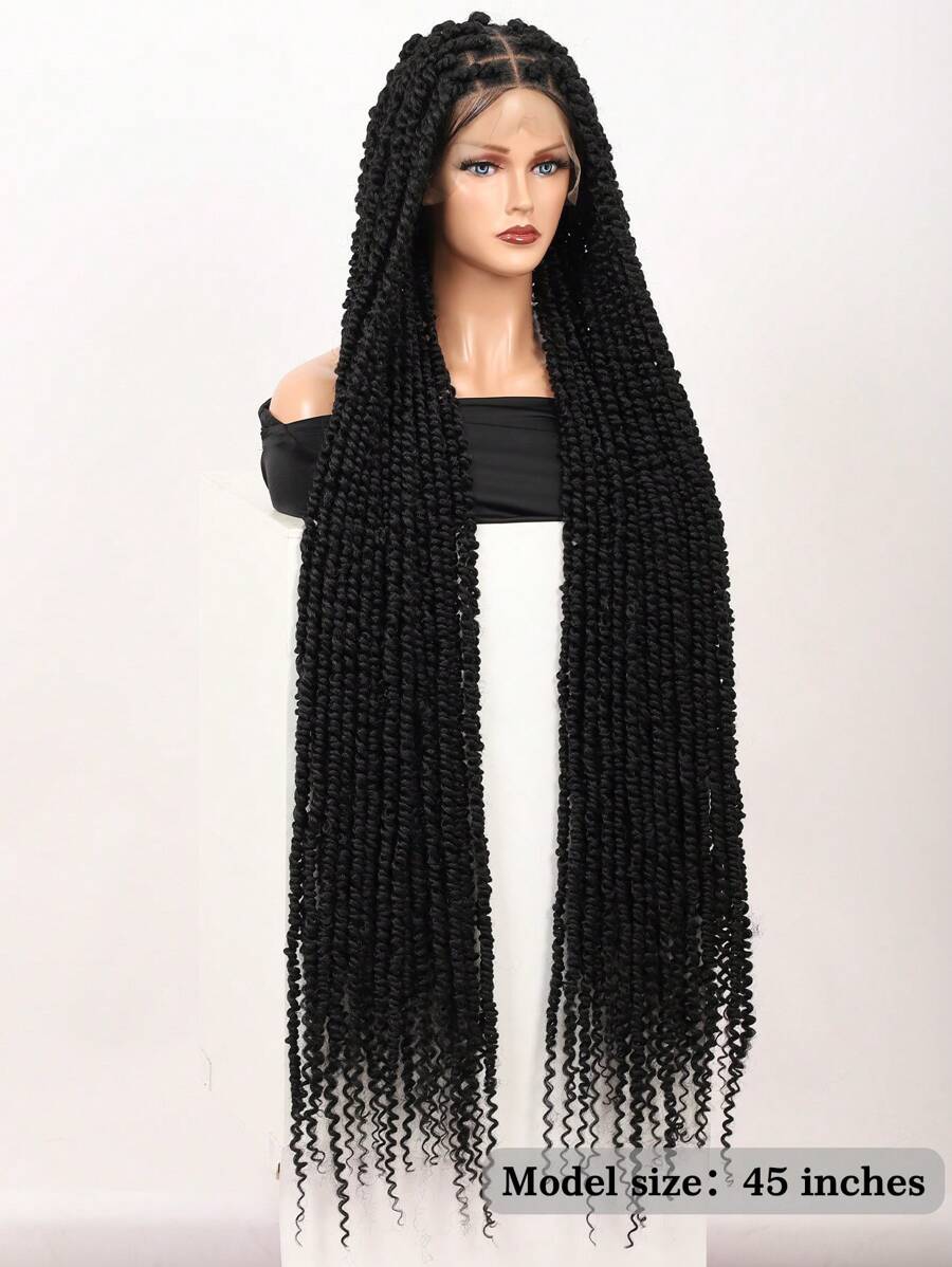 Super Long 45'' Square Knotless Spring Twist Braided Wigs For Women ...
