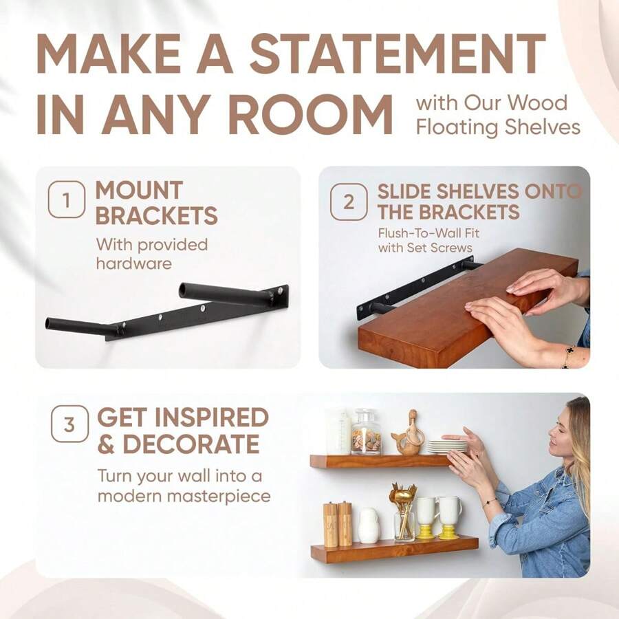 Rustic Farmhouse Floating Shelves - Bathroom Wooden Shelves For Wall ...