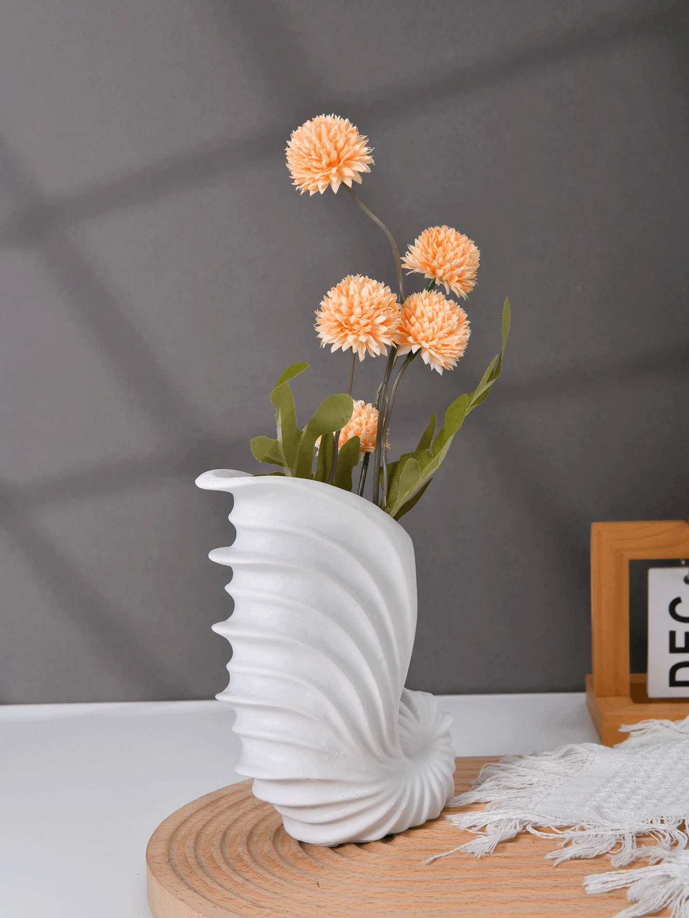 1pc Shell Conch Ceramic Vase Nordic Style Tabletop Decoration For ...