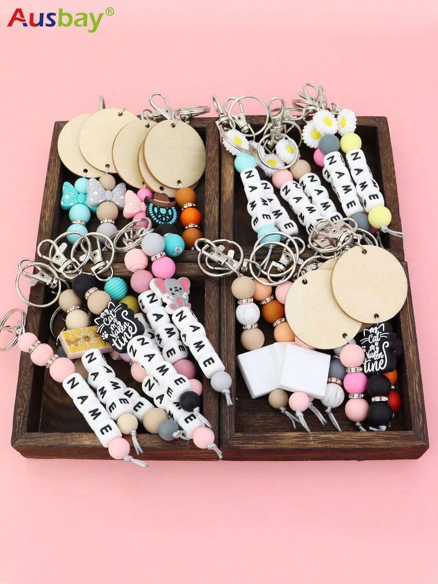 Custom Bag Name Tag ID Tag With Name, Personalized Silicone Beaded Name ...