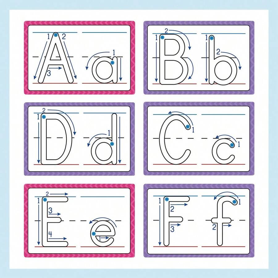 26 Alphabet Phonics CVC Words Learning FlashCards +1 Reasable Pen Trace ...