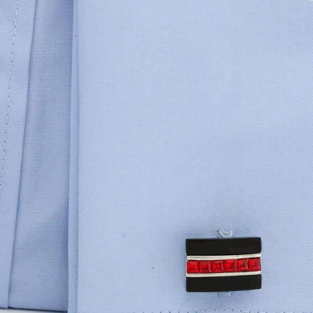 1pair Fashion Men's Jewelry Cufflinks Red Crystal Rectangle Shaped Cuff ...