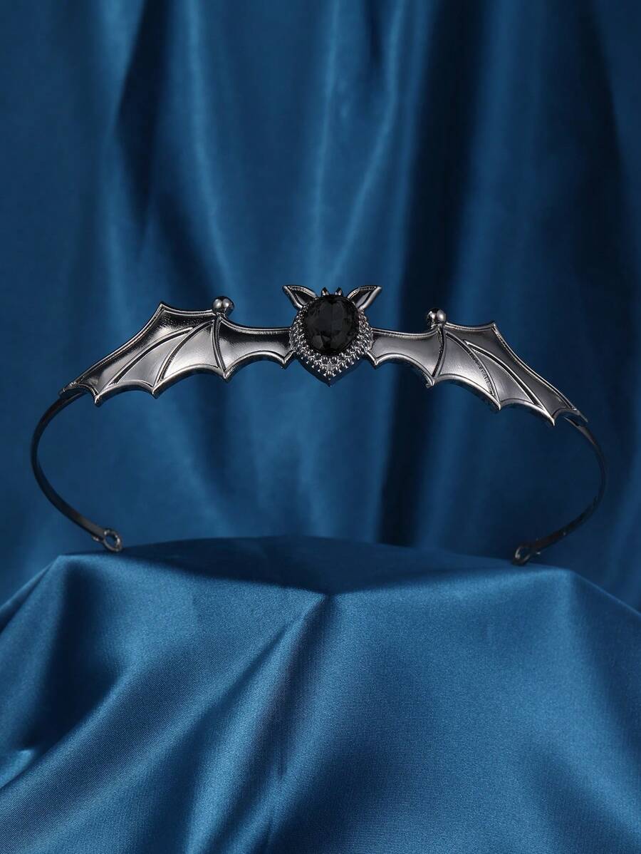 Vampire Bat Black Gem Halloween Headband Headdress Comb Costume Crown ...