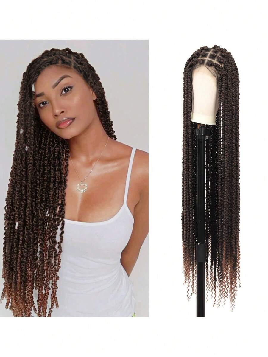 Super Long 45'' Square Knotless Spring Twist Braided Wigs For Women ...