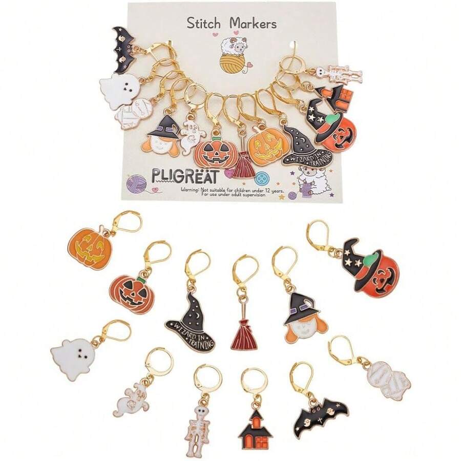 Halloween Decoration 12 Pcs Cute Ghost Stitch Markers Halloween Pumpkin ...