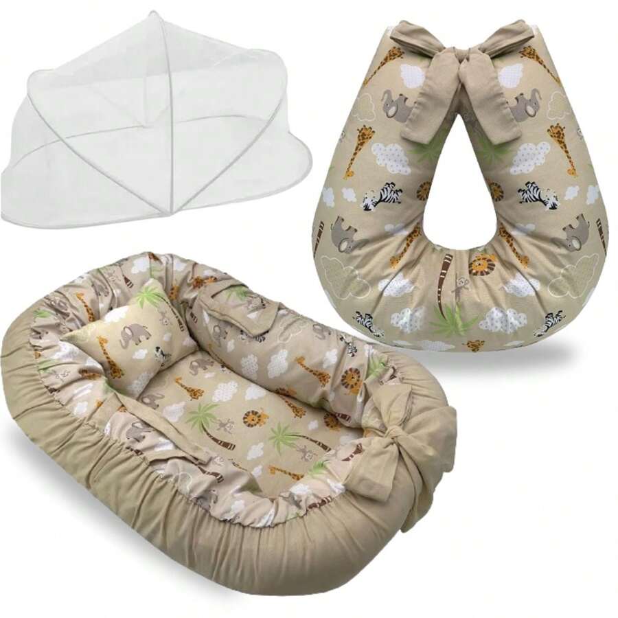 Baby Crib Reducer Nest With Breastfeeding Pillow Mosquito Net Protector ...