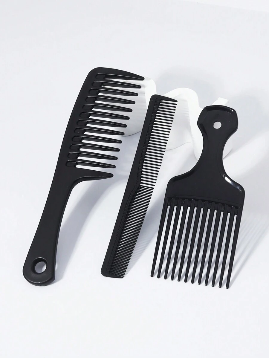 3-Piece Wide Toothed Comb Pick And Insert Comb Set, Pocket Fine Toothed ...