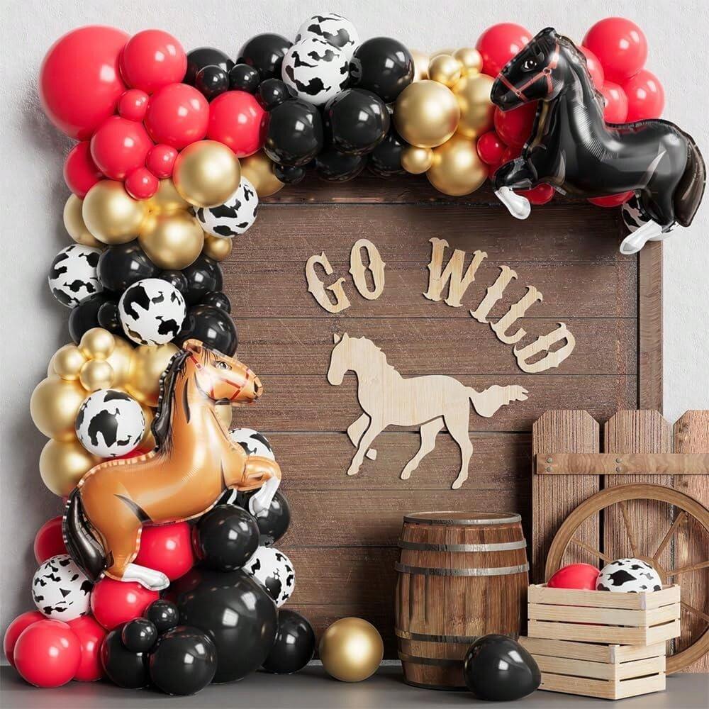 Western Cowboy Party Decorations, Horse Racing Balloon Arch Set, Red ...